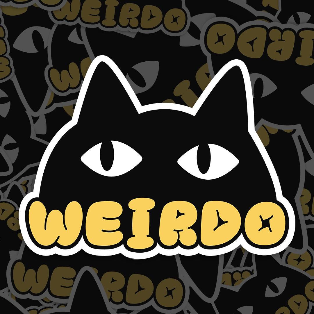 Weirdo Cat Meme Sticker, Cat Sticker for Laptop Car, Book, Water Bottle ...