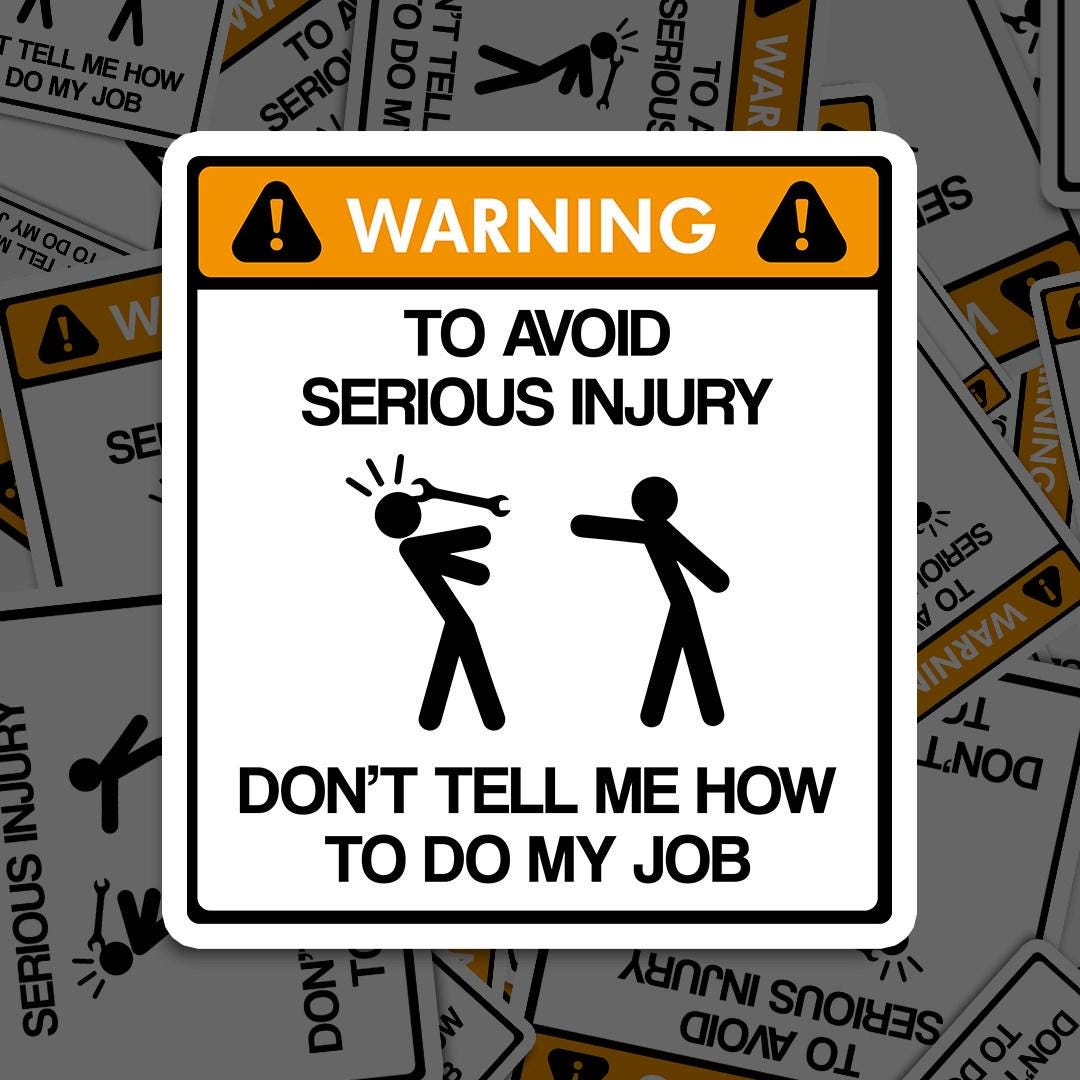 Injury Warning Sticker, Warning Sign Vinyl Decal, for Laptop Car, Book ...