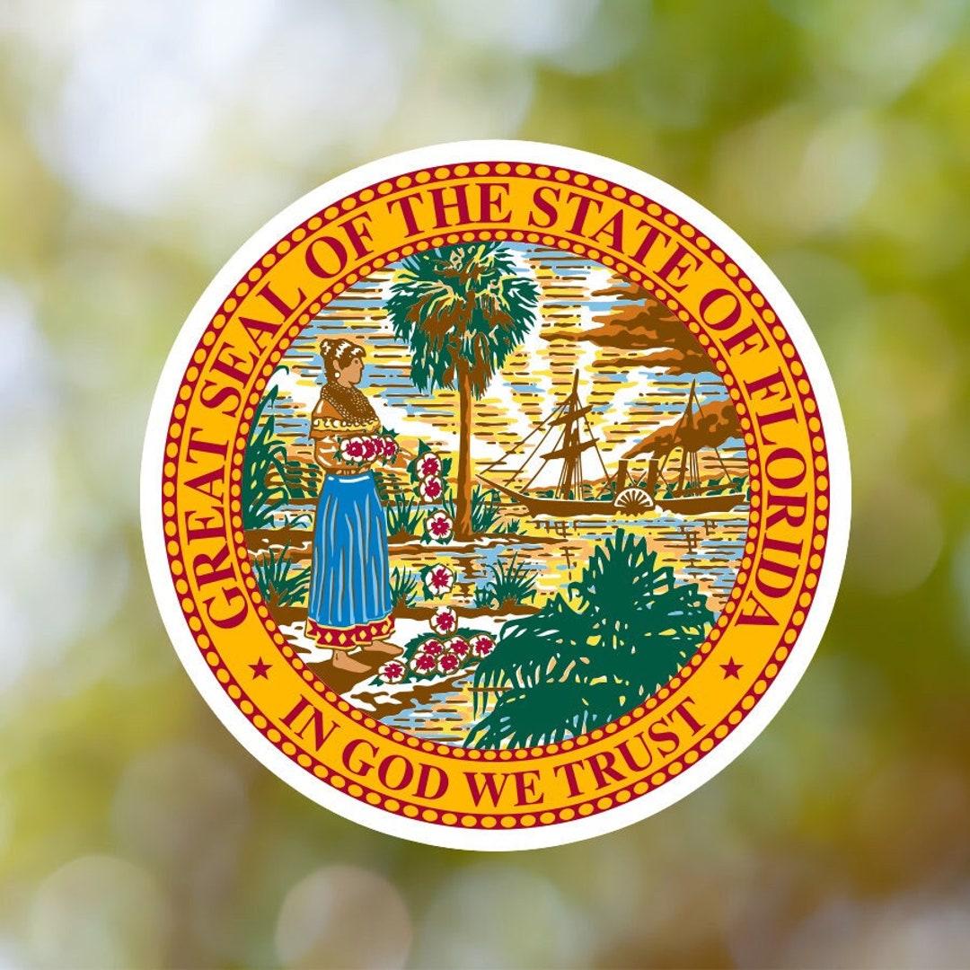Florida Sticker State Seal Made With Vinyl, Decal for Book, Laptop, Car ...