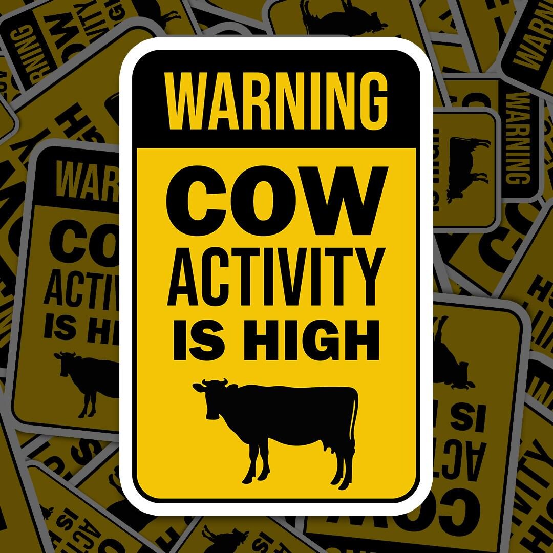 Warning Cow Sticker, Warning Sign Vinyl Decal, for Laptop Car, Book ...