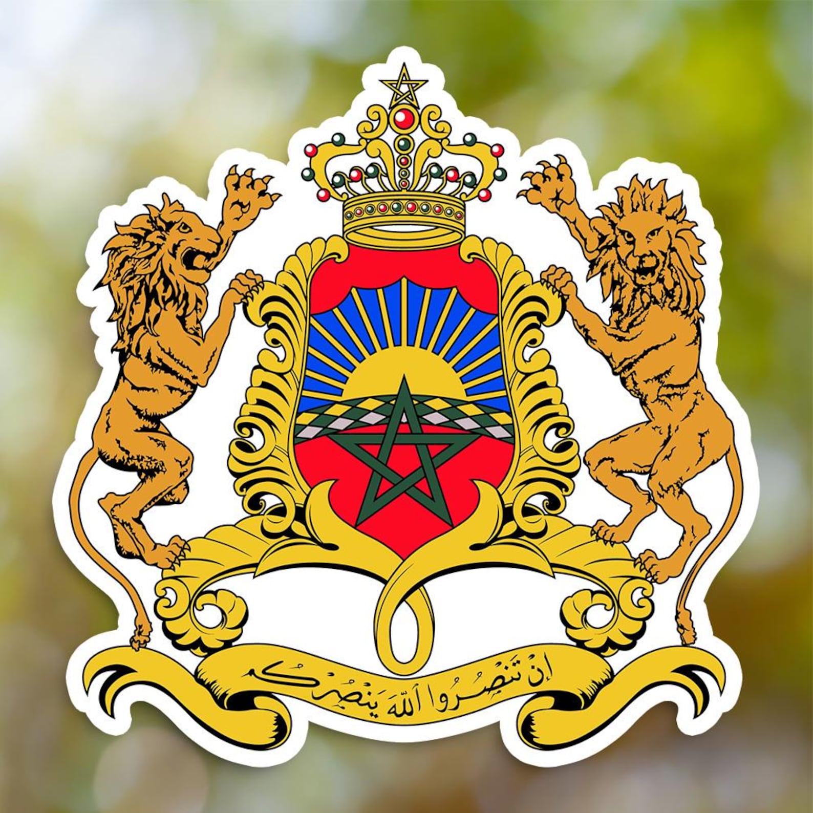 Morocco Coat of Arms Emblem Sticker, Vinyl Decal, for Laptop Car, Book ...