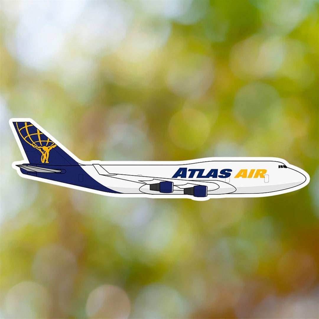 Boeing 747 Sticker, Atlas Air Airplane Sticker Waterproof for Suitcase ...