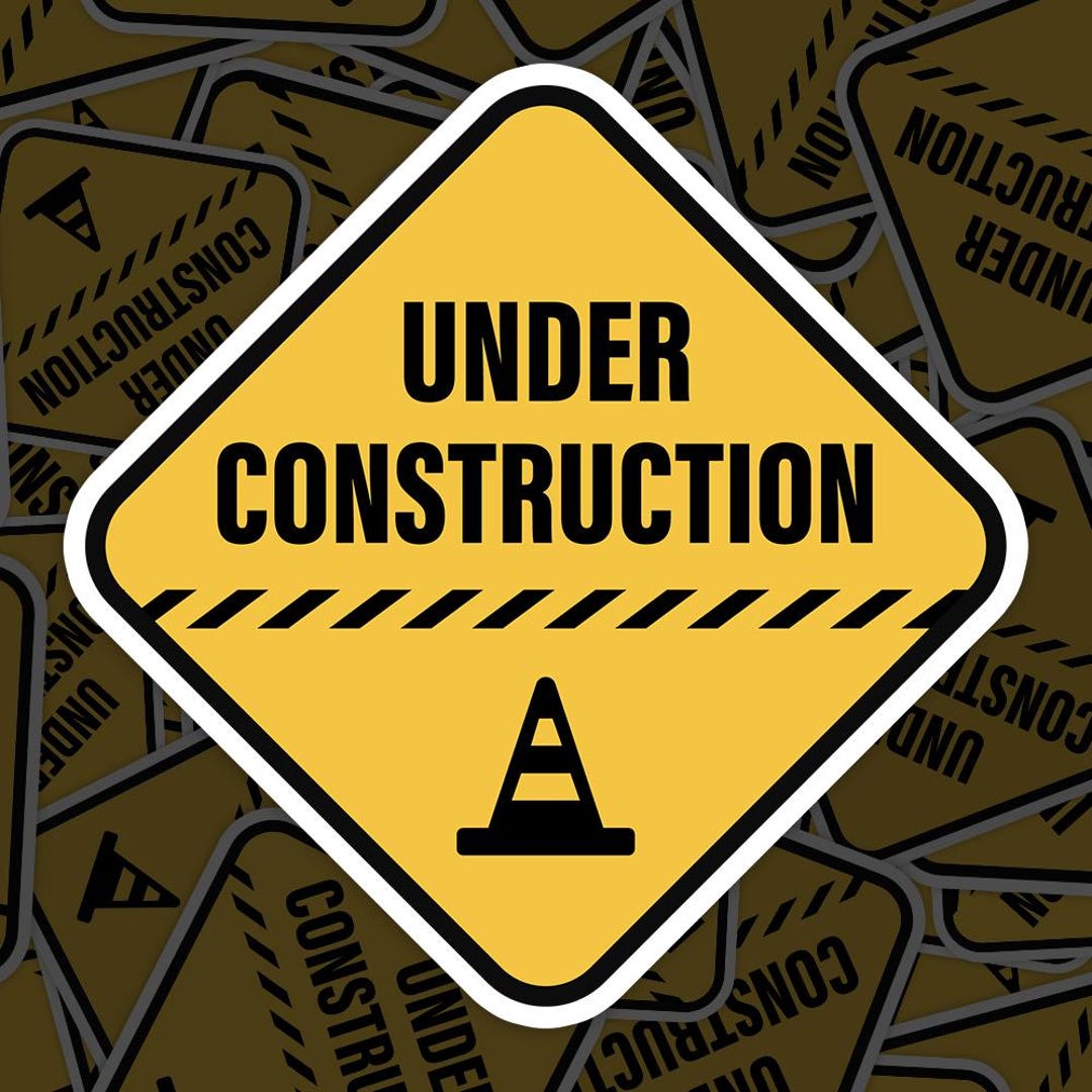 Under Construction Sticker, Warning Sign Vinyl Decal, for Laptop Car ...