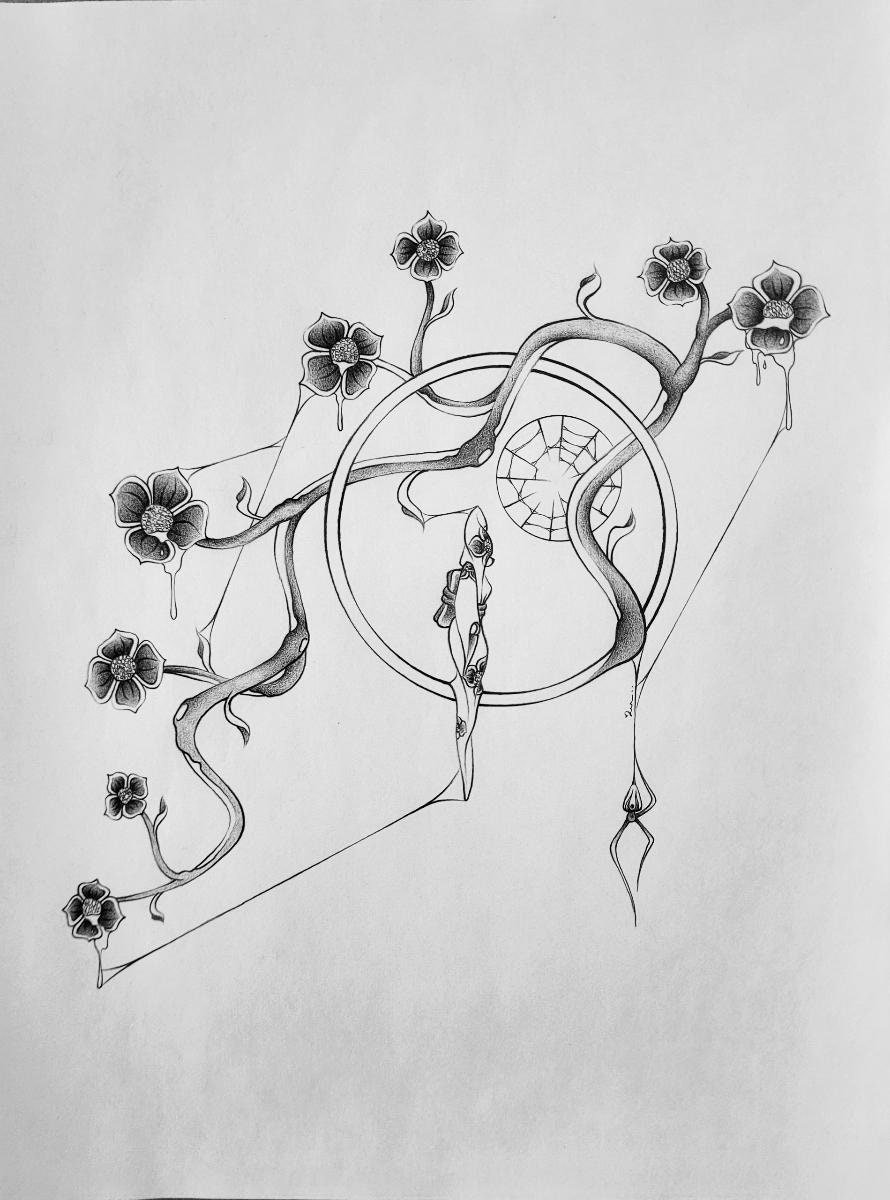 Pencil Drawing Original Mystical Journey Among Sweet Flowers - Etsy