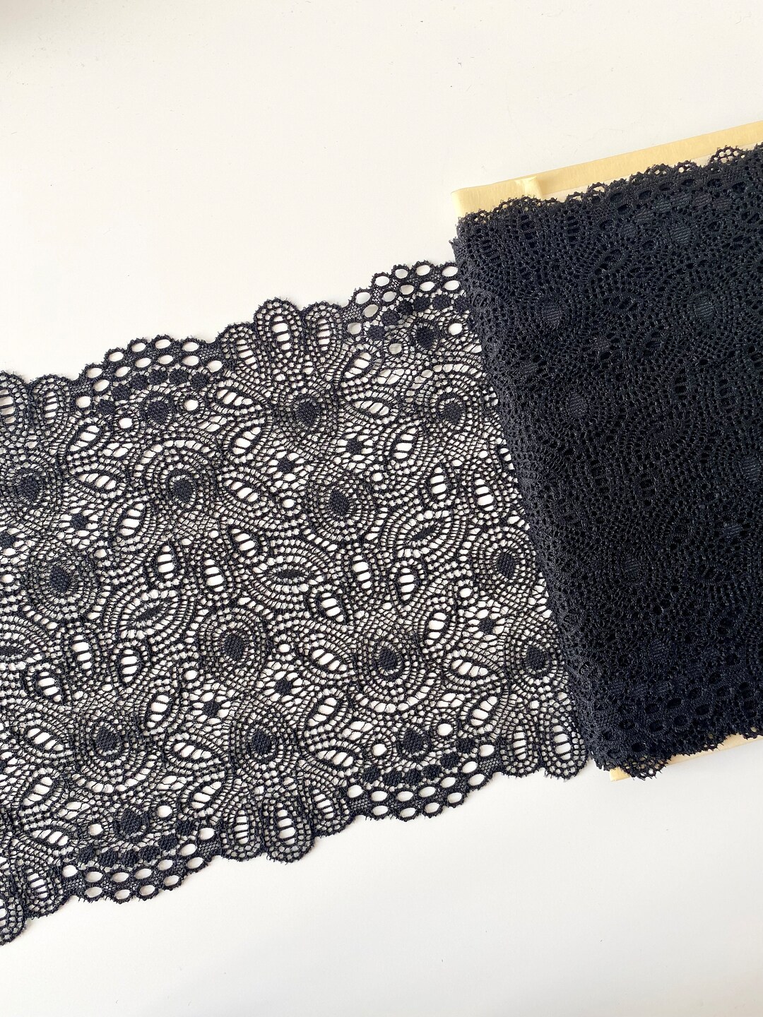 Stretch Lace, Black Stretch Lace, Lingerie Fabric, Delicate Wide Lace ...