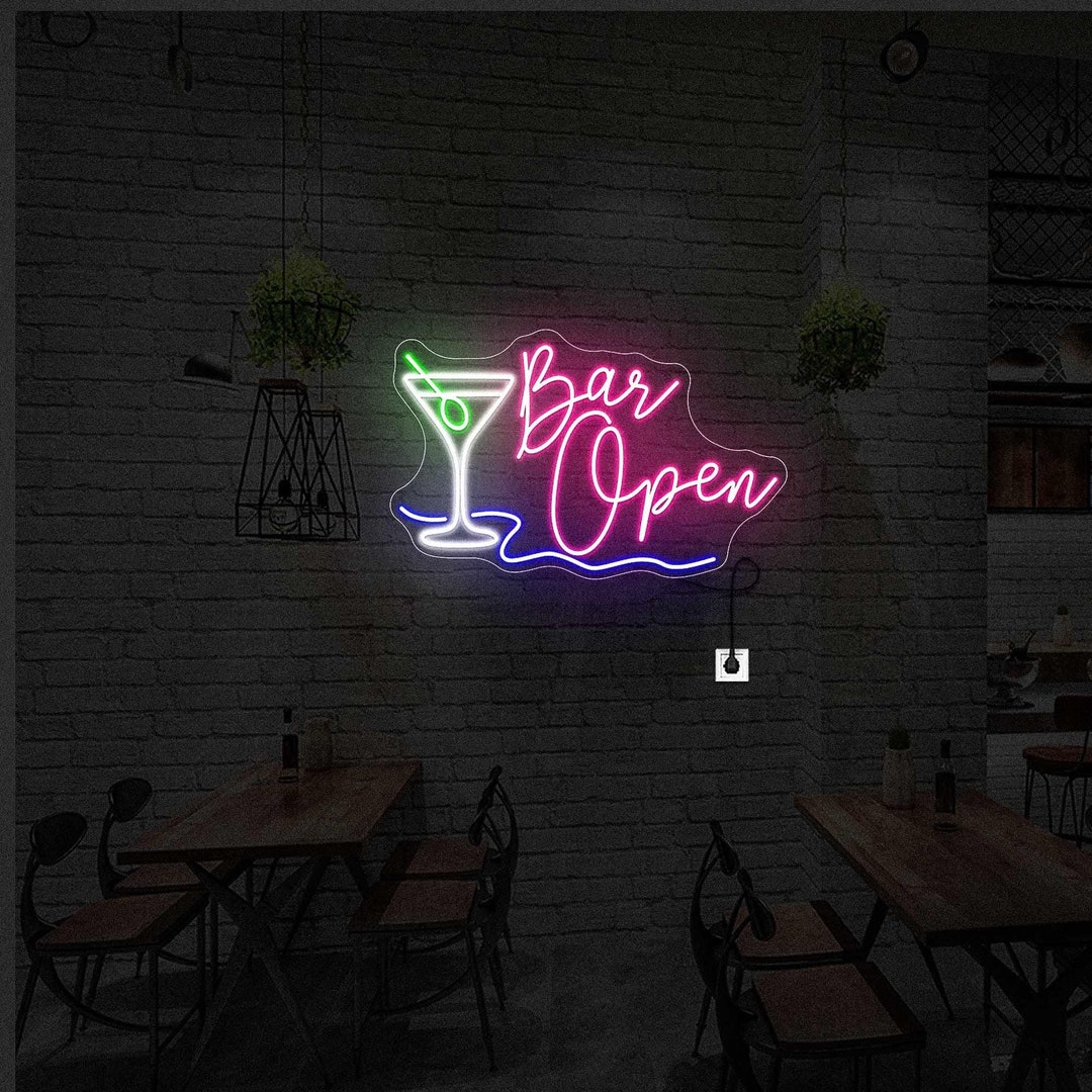 Custom Bar Neon Sign, Open Bar Neon Sign, Light up Sign, Home Bar Decor ...