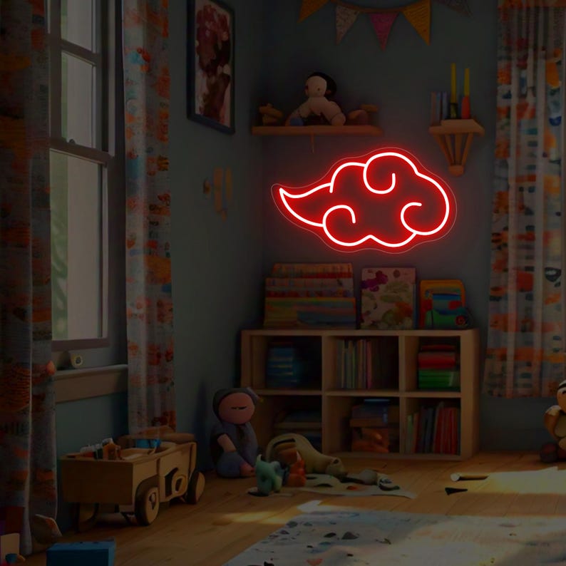 Custom Anime Neon Signs, Akatsuki Cloud Neon Sign, Cartoon Wall Art ...