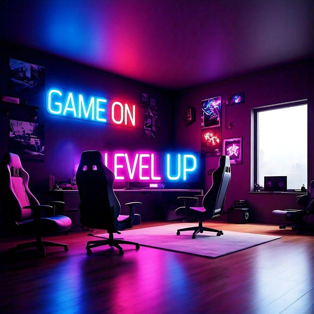GAME ON Neon Sign, Custom Size and Color Neon Lights, Decor Game Room ...