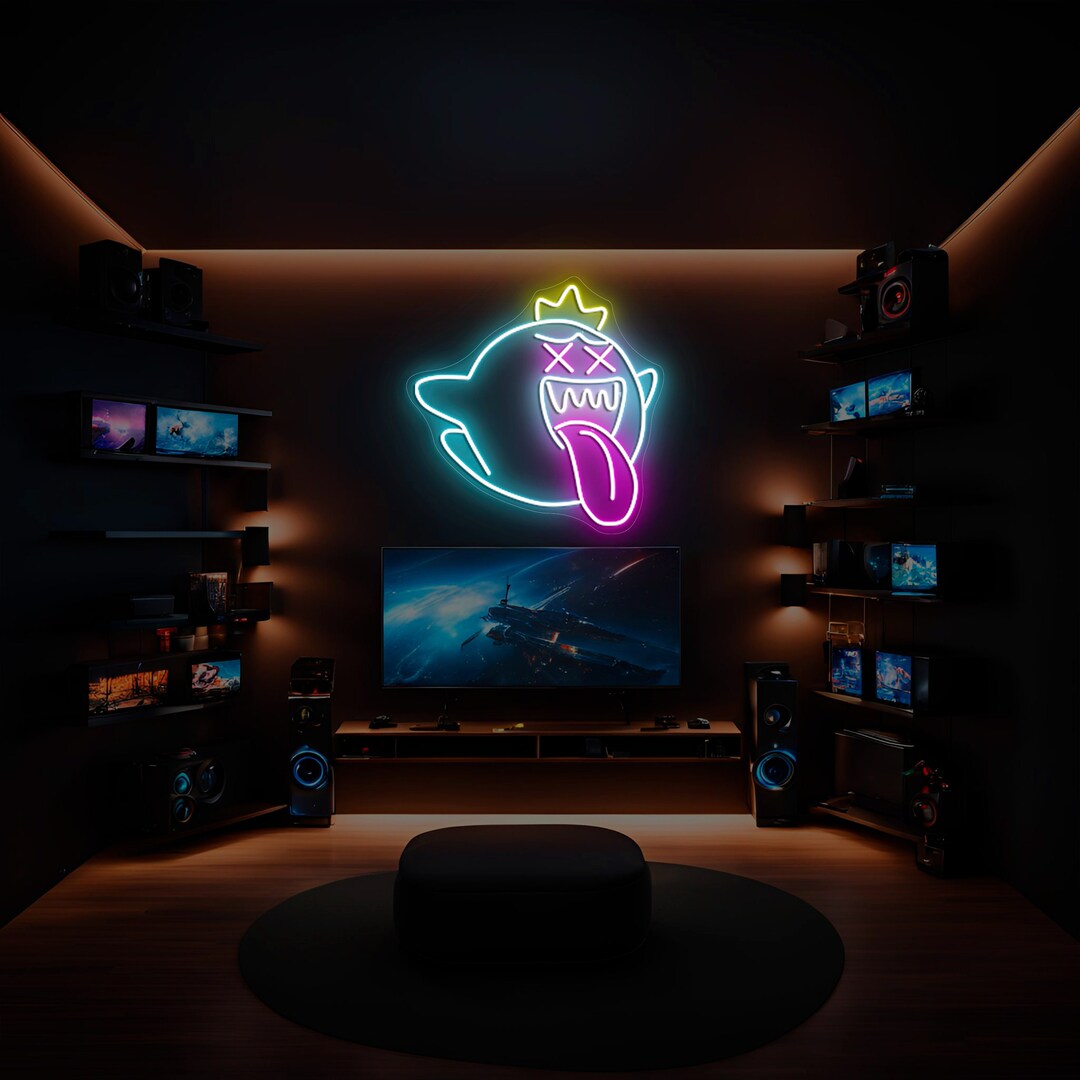 King Boo Neon Sign Anime Neon Sign Ghost Neon Sign Game Room Decor ...