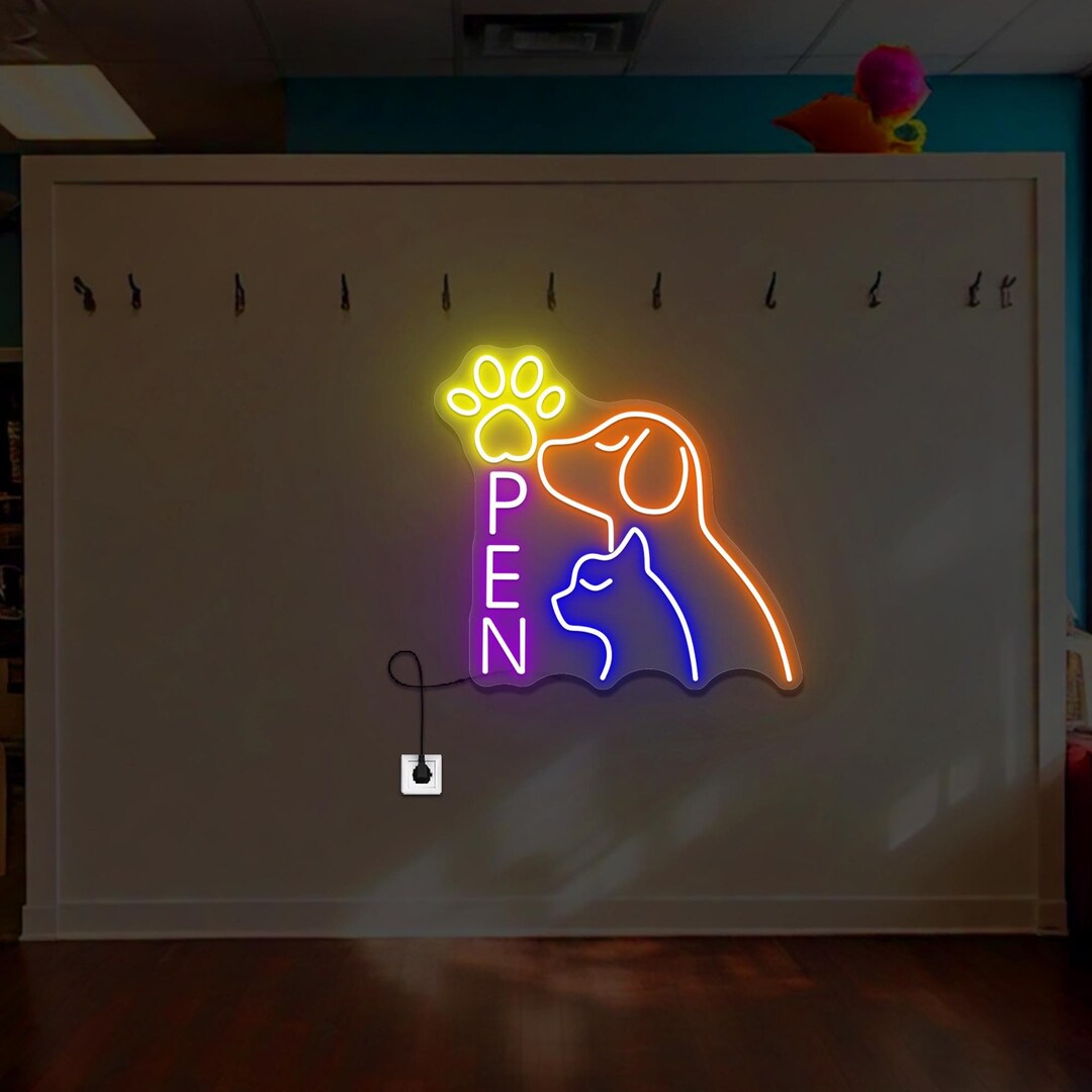 Custom Neon Sign Dog Portrait LED Neon Light Sign Home Room Wall Decor ...