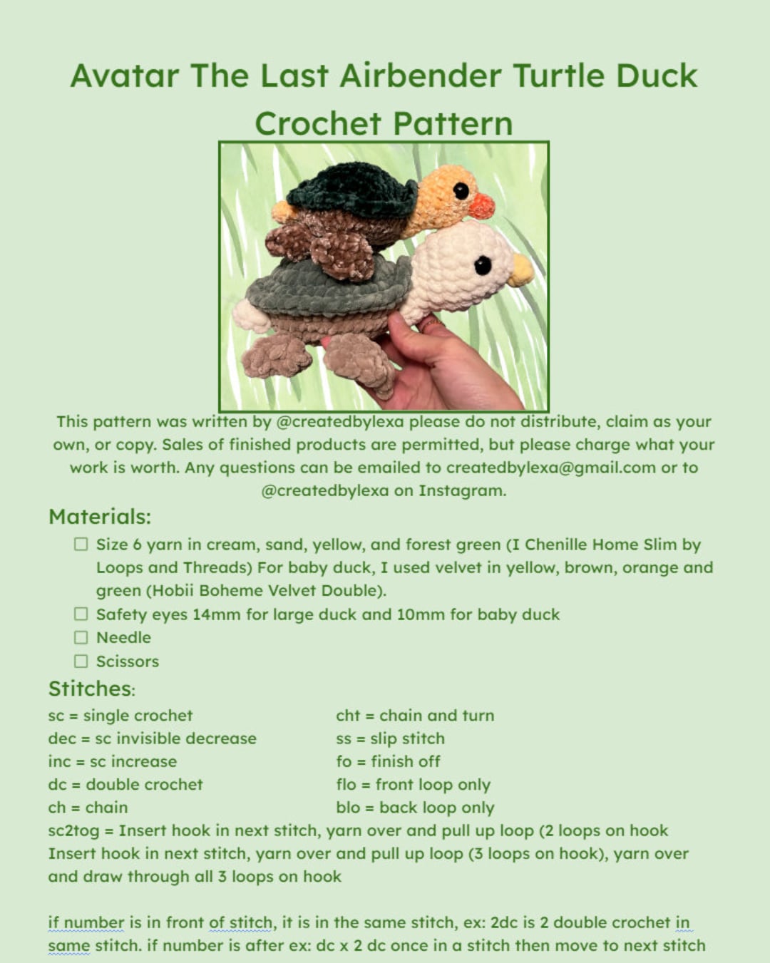 Turtle Duck Inspired From Avatar the Last Airbender Crochet Pattern ...