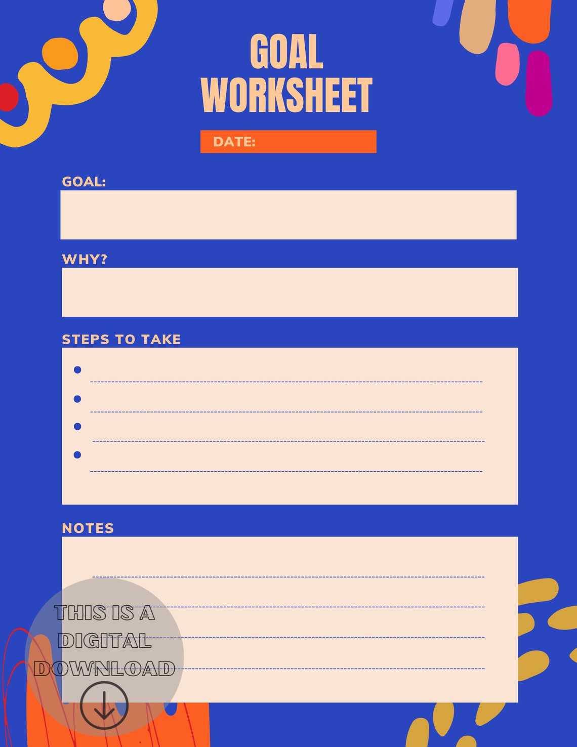 Goal Setting Worksheet Bundle, Goal Planner, Smart Goals, Goal Tracker ...