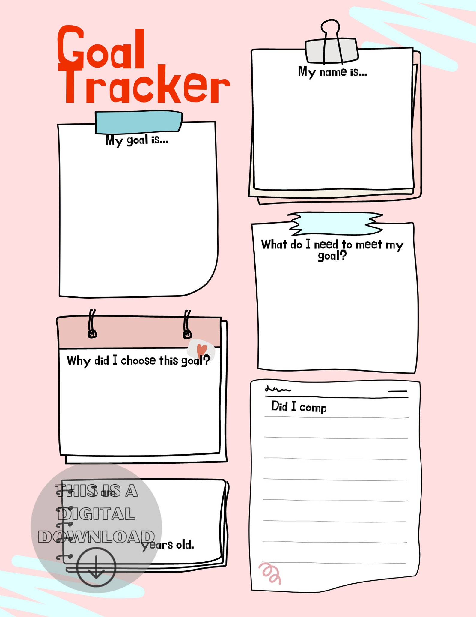 Goal Setting Worksheet Bundle, Goal Planner, Smart Goals, Goal Tracker ...