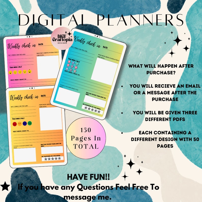 Printable Weekly Check-in Template Fillable Digital Planner - Etsy