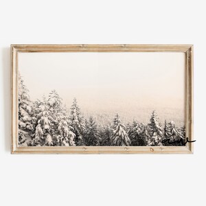 Winter Frame TV Art Christmas Pine Trees Black and White - Etsy