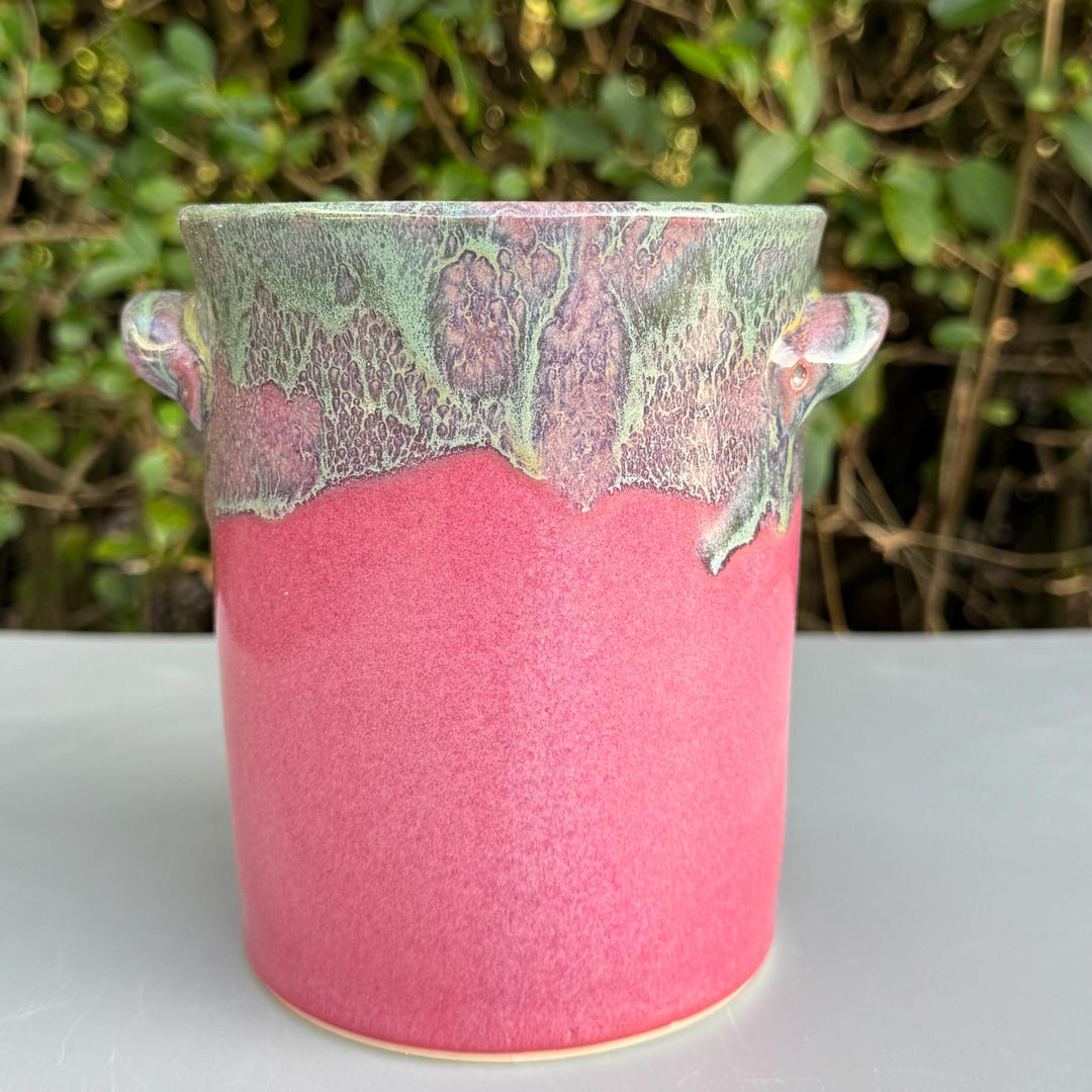 Handmade Ceramic Utensil Jar, Pink, Unique - Etsy