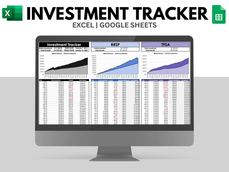 Investment Tracker | Excel & Google Sheets Spreadsheet Template - Etsy