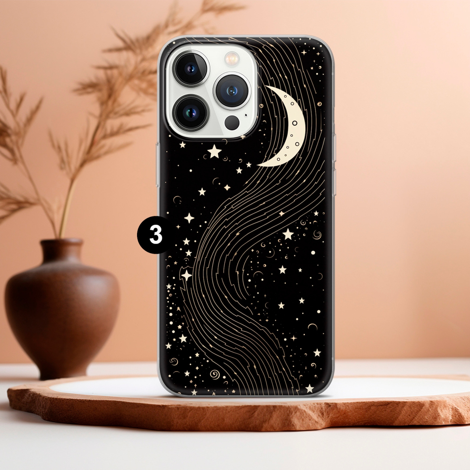 Moon Phone Case Celestial Stars Cover Fit for iPhone 17 16 15 14 13 12 ...