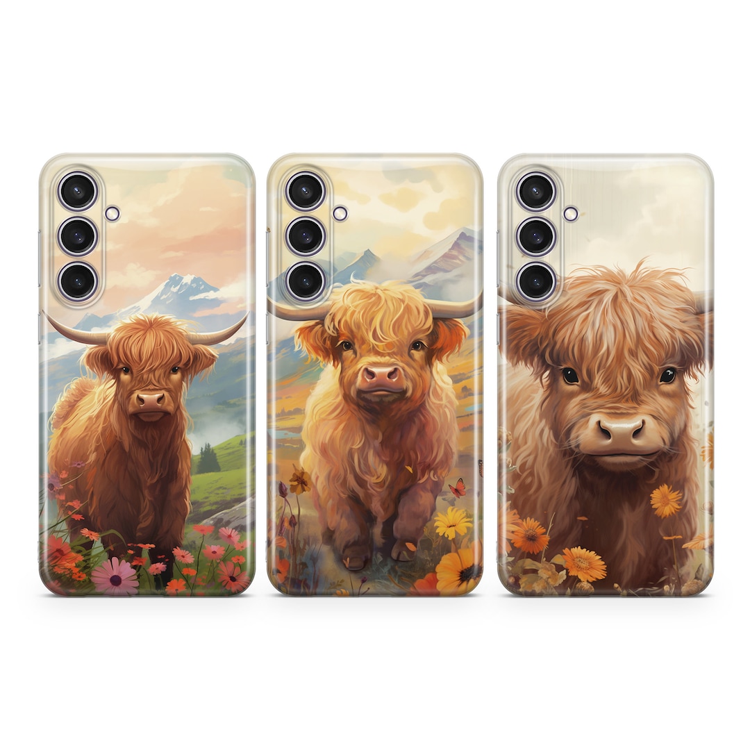 Highland Cow Phone Case Cute Animal Cover Fit for Samsung S25 S24 S23 ...