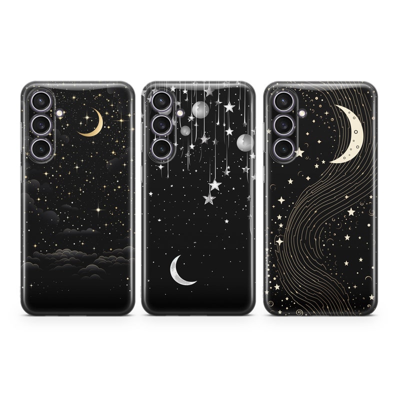 Moon Phone Case Celestial Stars Cover Fit for Samsung S25 S24 S23 S22 ...
