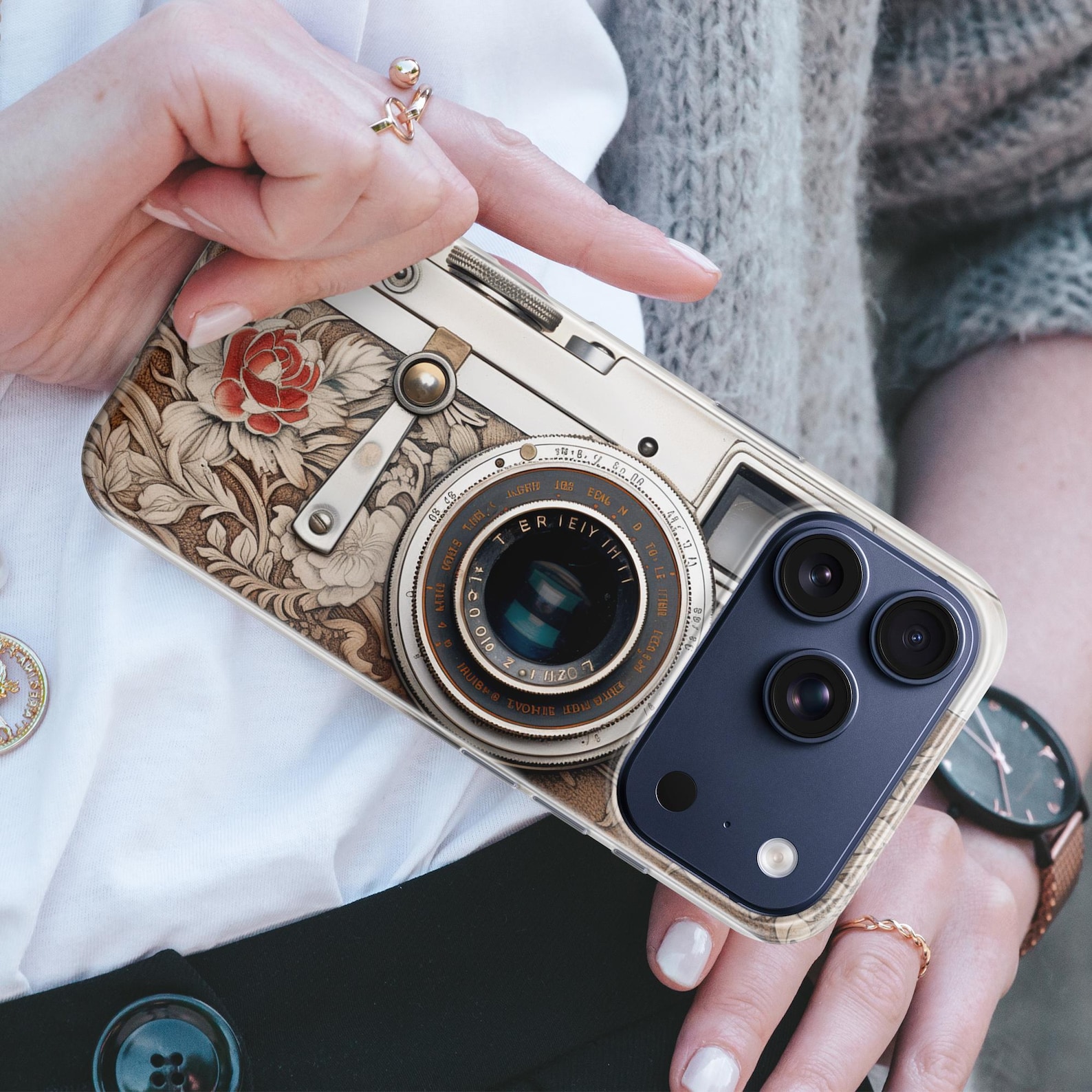 Camera Phone Case Retro Vintage Gadget Floral Cover Fit for Samsung S25 ...