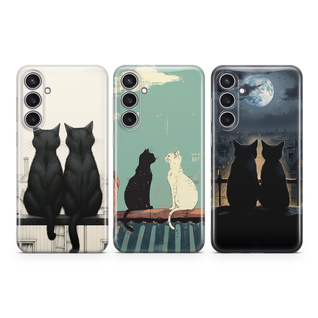 Cat Phone Case Personalized Kittens on Roof Cover Fit for Samsung S25 ...