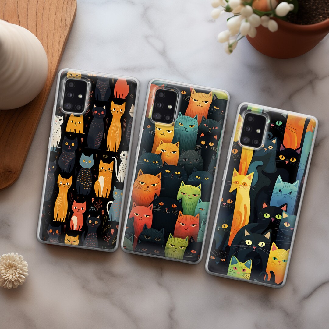 Cat Phone Case Funny Cute Kitty Cover Fit for Samsung S25 S24 S23 S22 ...