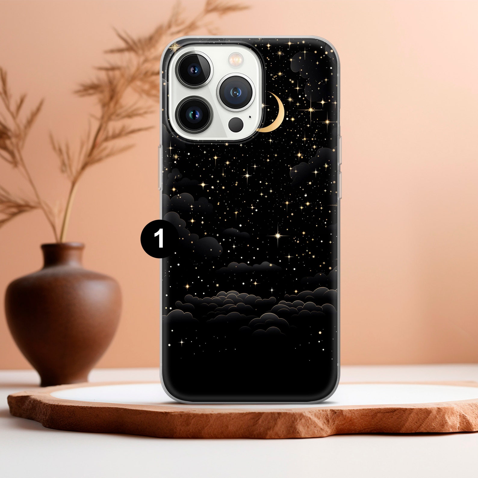 Moon Phone Case Celestial Stars Cover Fit for iPhone 17 16 15 14 13 12 ...