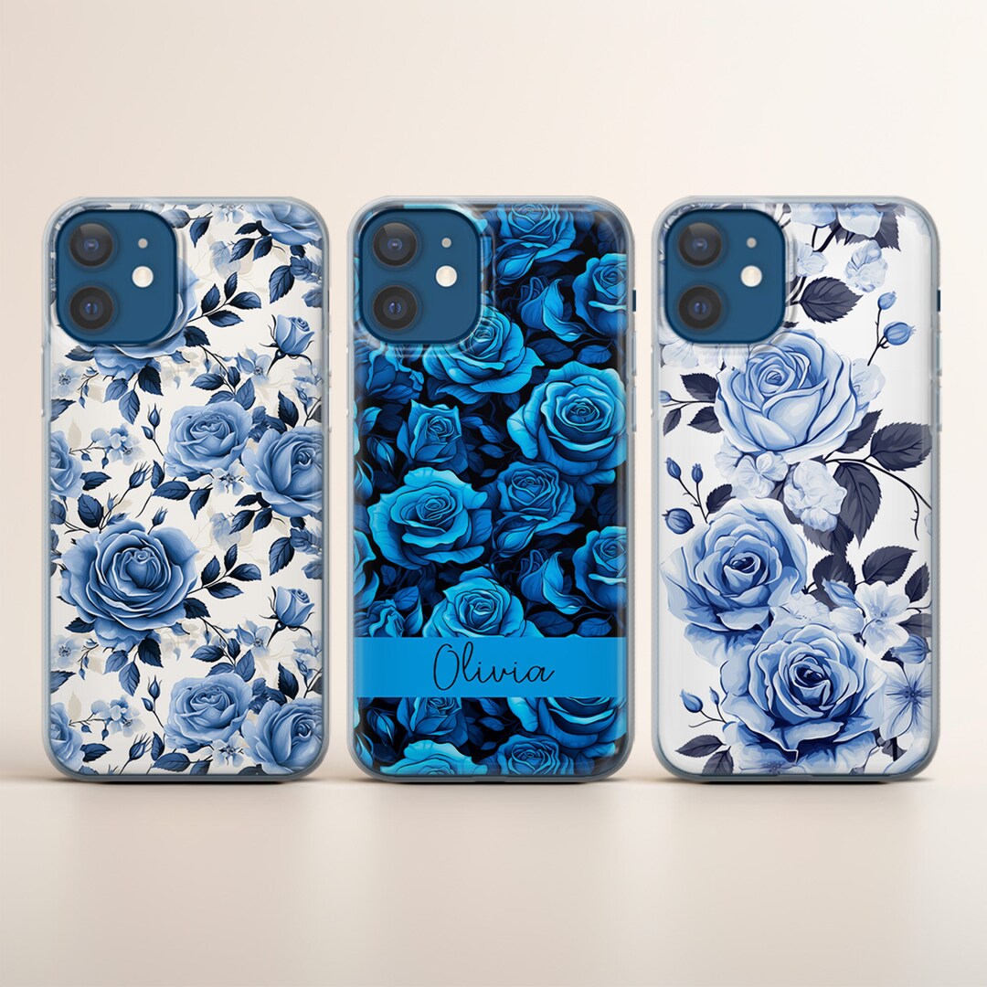 Blue Rose Phone Case Trendy Custom Cover Fit for iPhone 17 16 15 14 13 ...