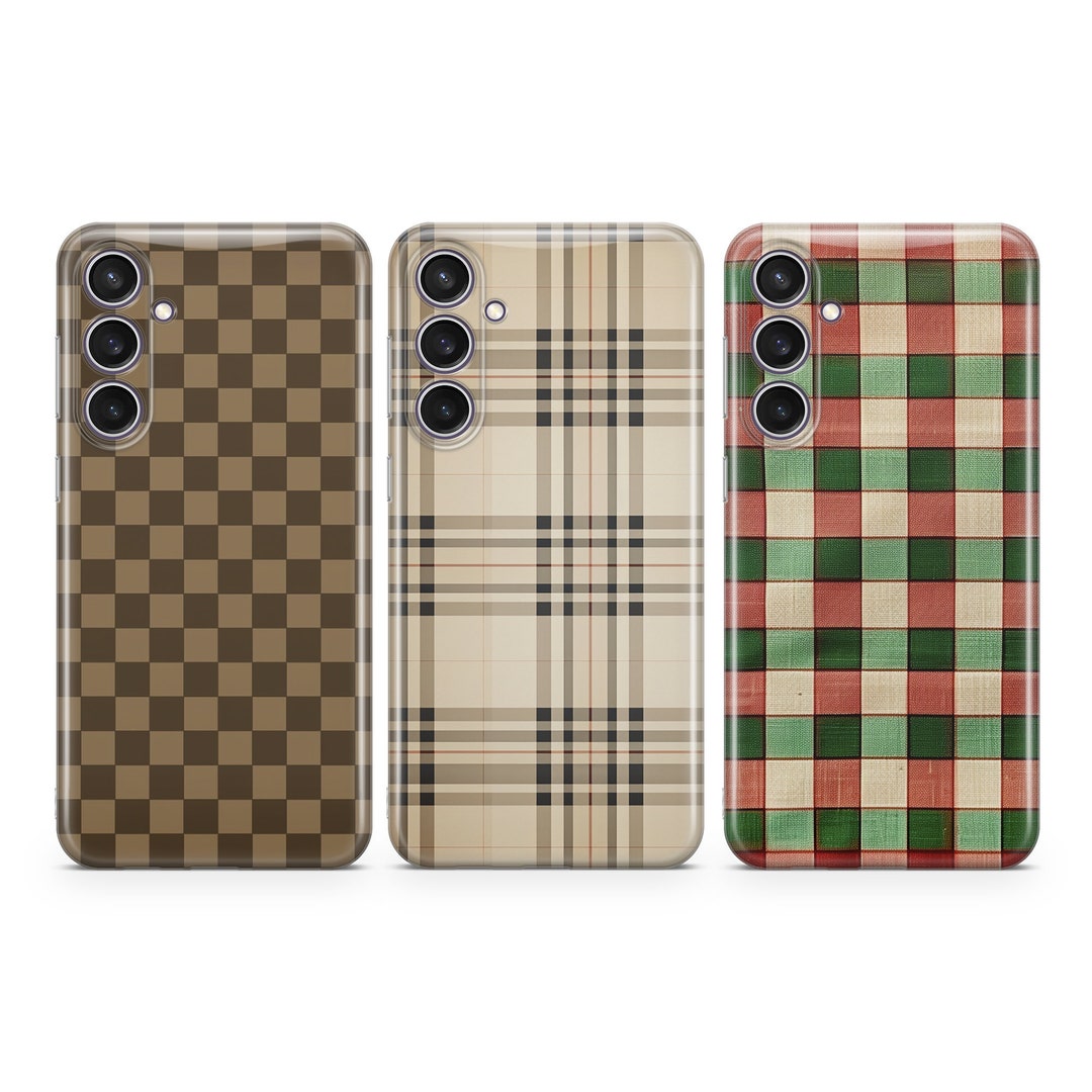 Fancy Phone Case Purse Checkered Pattern Print Cover Fit for Samsung ...