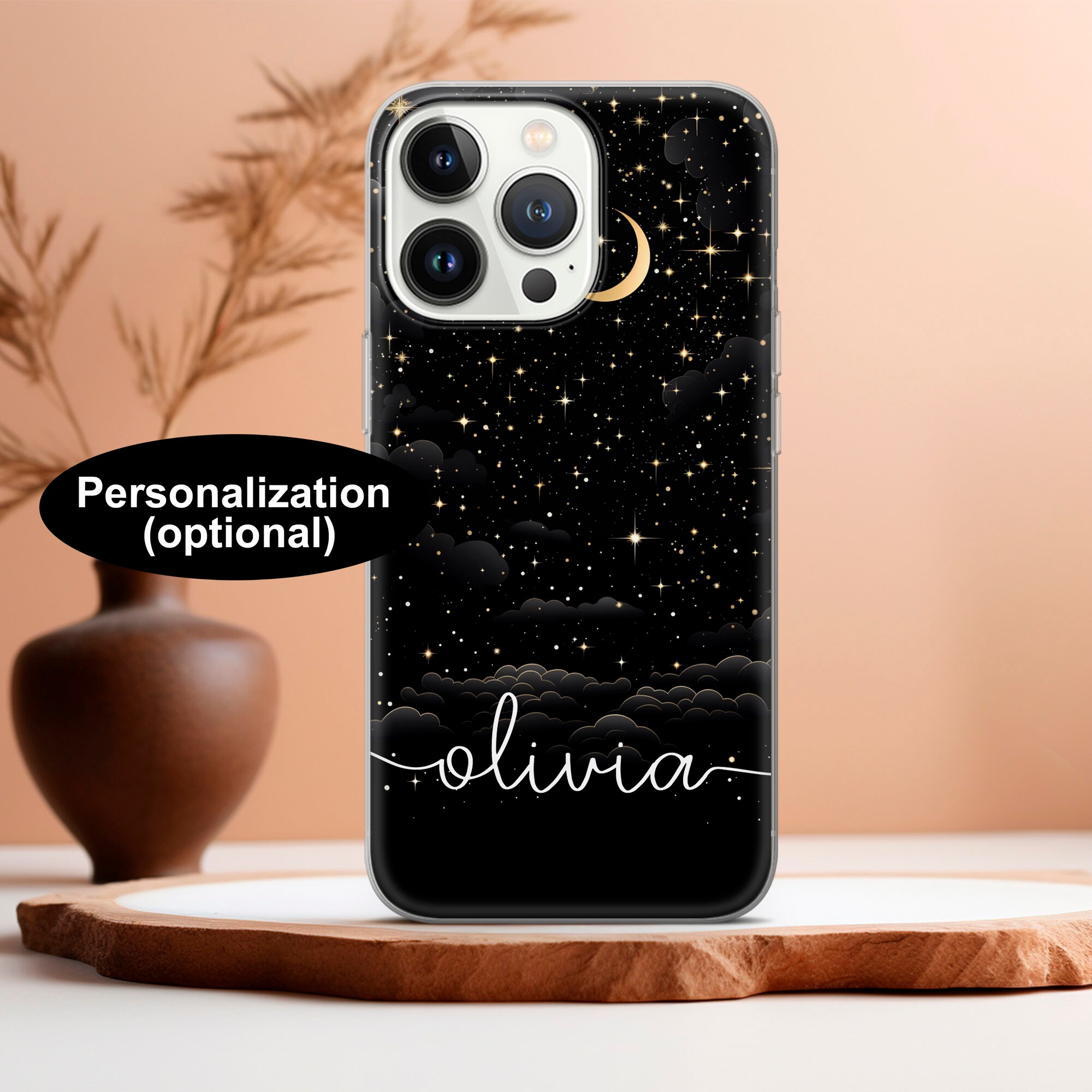 Moon Phone Case Celestial Stars Cover Fit for iPhone 17 16 15 14 13 12 ...