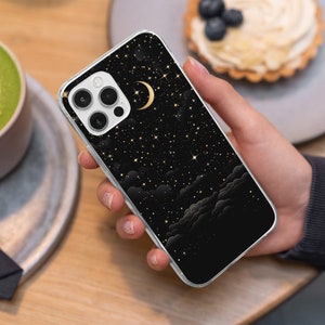 Moon Phone Case Celestial Stars Cover Fit for iPhone 17 16 15 14 13 12 ...