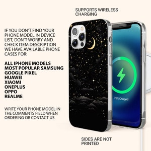 Moon Phone Case Celestial Stars Cover Fit for iPhone 17 16 15 14 13 12 ...