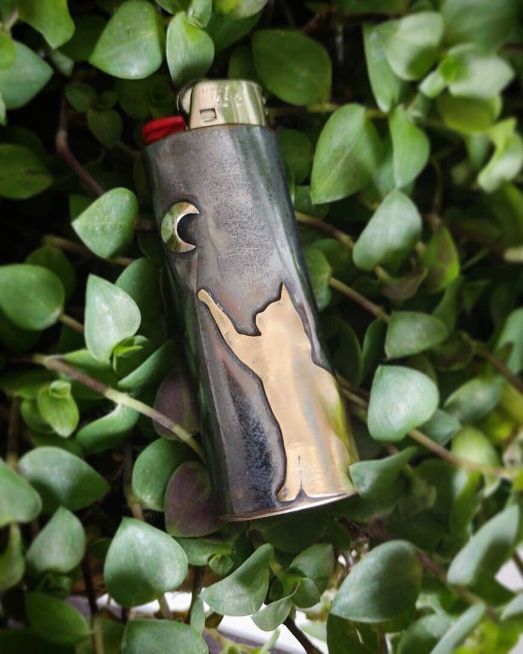 Cat Lighter Case Kitty Lighter Handmade Metal Lighter Case Collectible ...