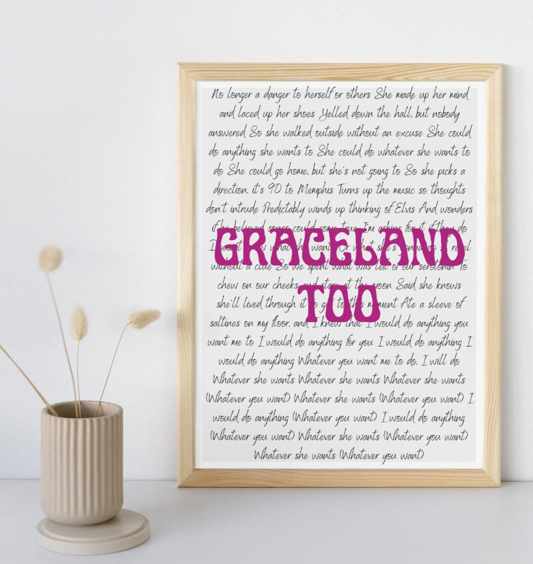 Graceland Too Phoebe Bridgers Song Poster, Both Versions Included - Etsy