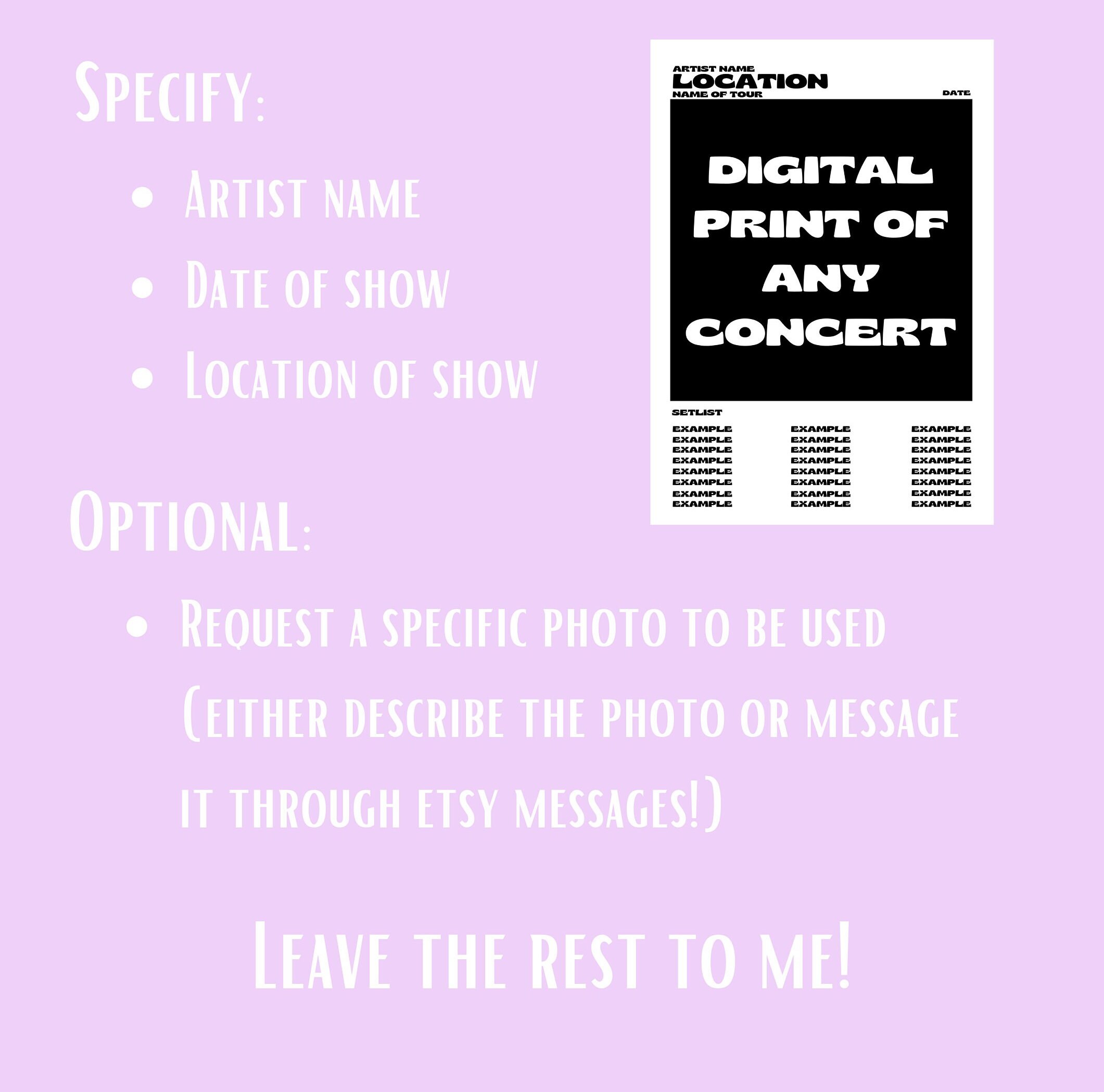 Custom Concert Poster Made for Any Concert, Digital File - Etsy