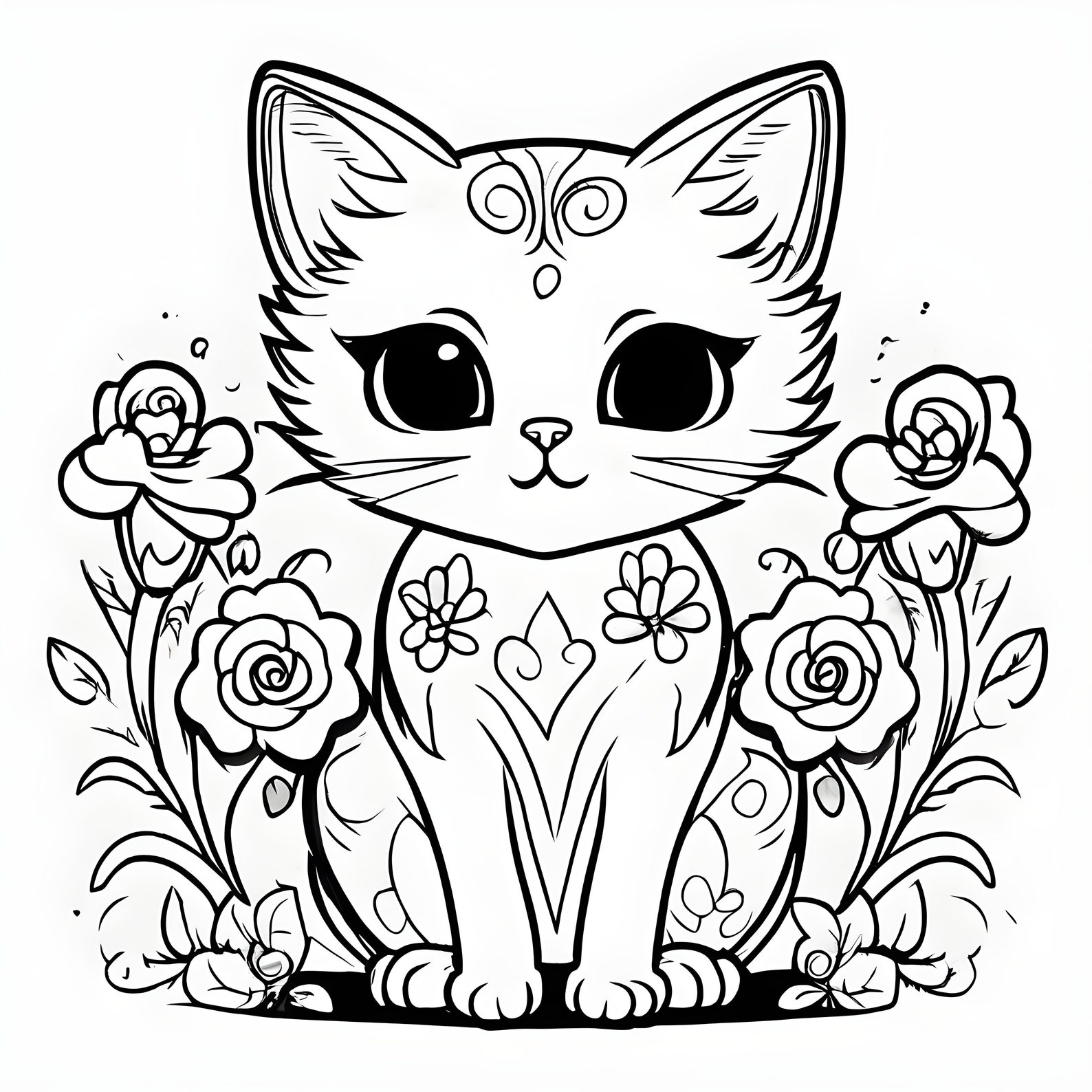 Cute Cats Coloring Book Pageskids Coloring Book Adult - Etsy
