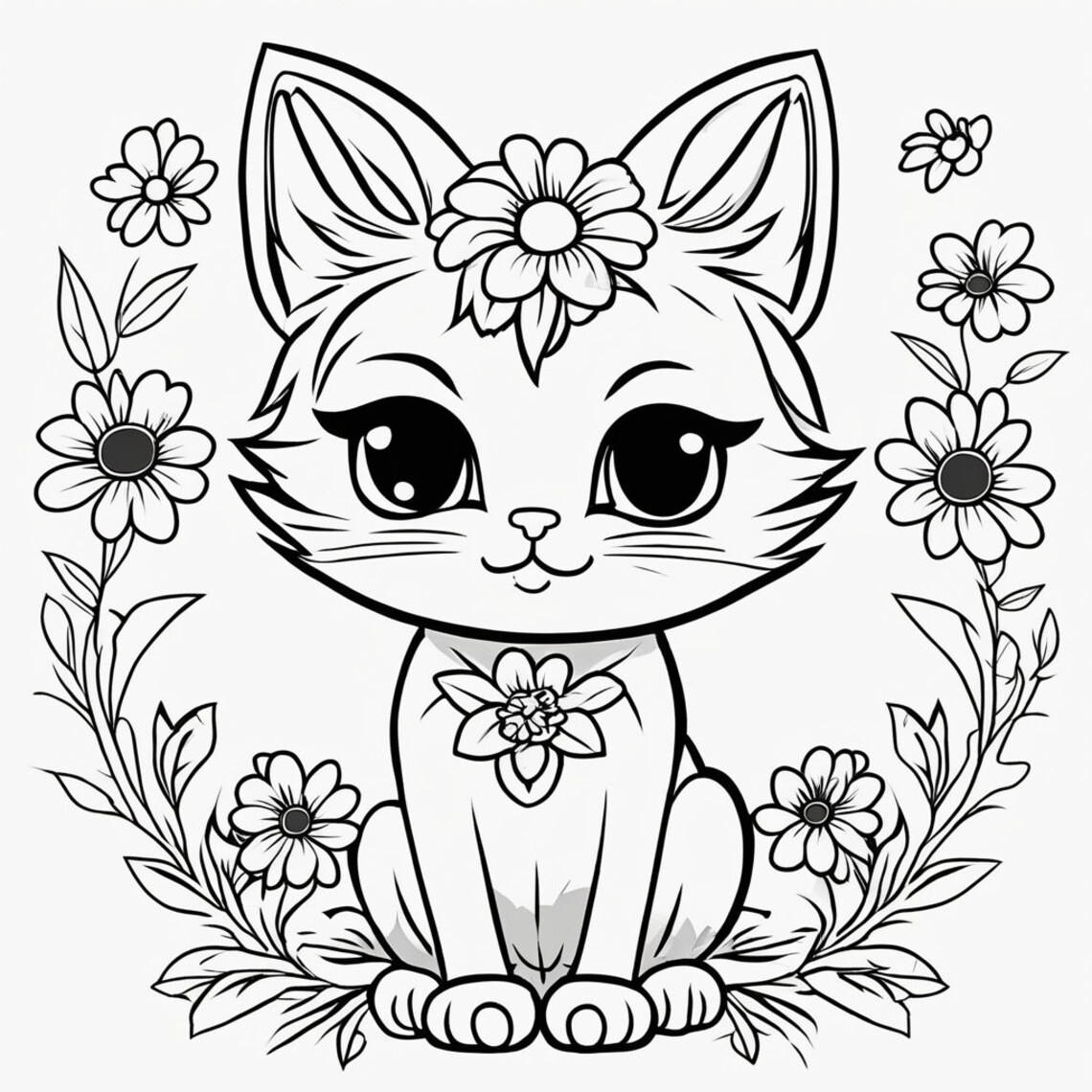 Cute Cats Coloring Book Pageskids Coloring Book Adult - Etsy