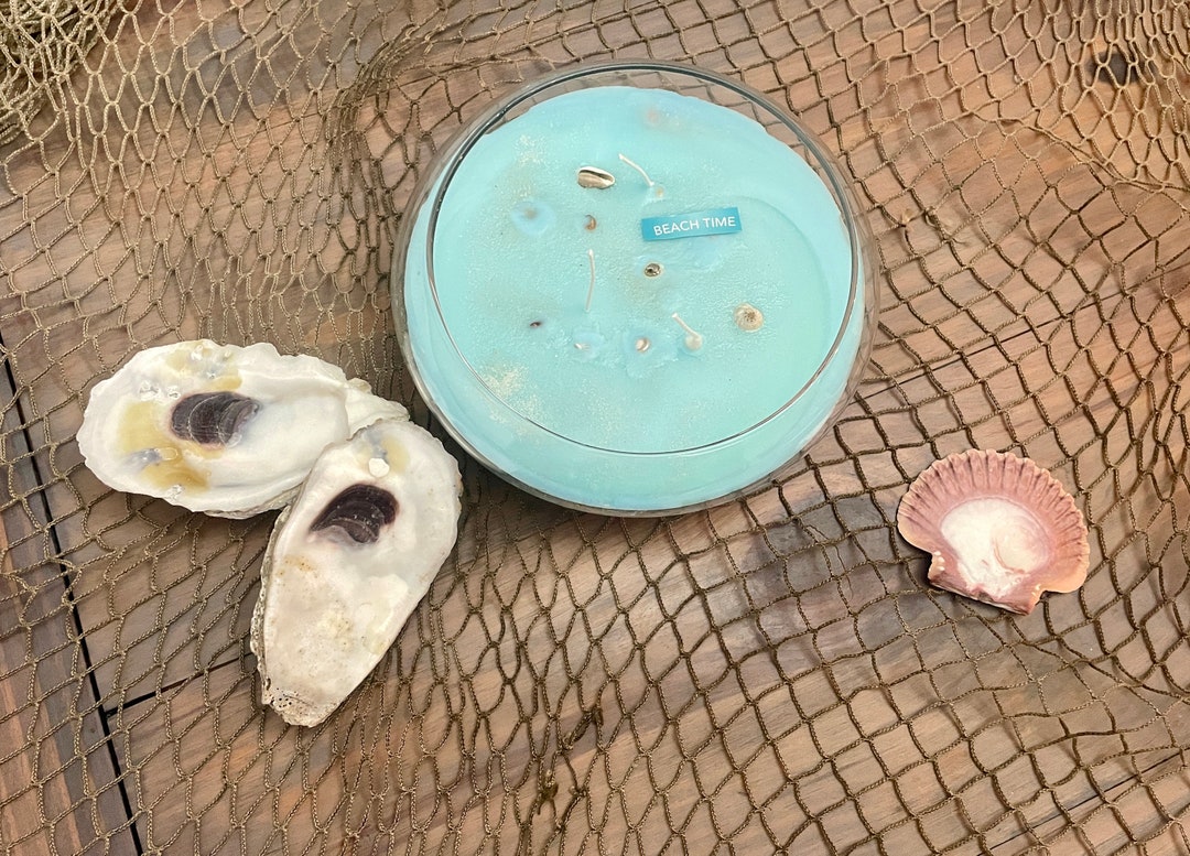 Sea Shell Candle Round Infused With Sand and Shells - Etsy