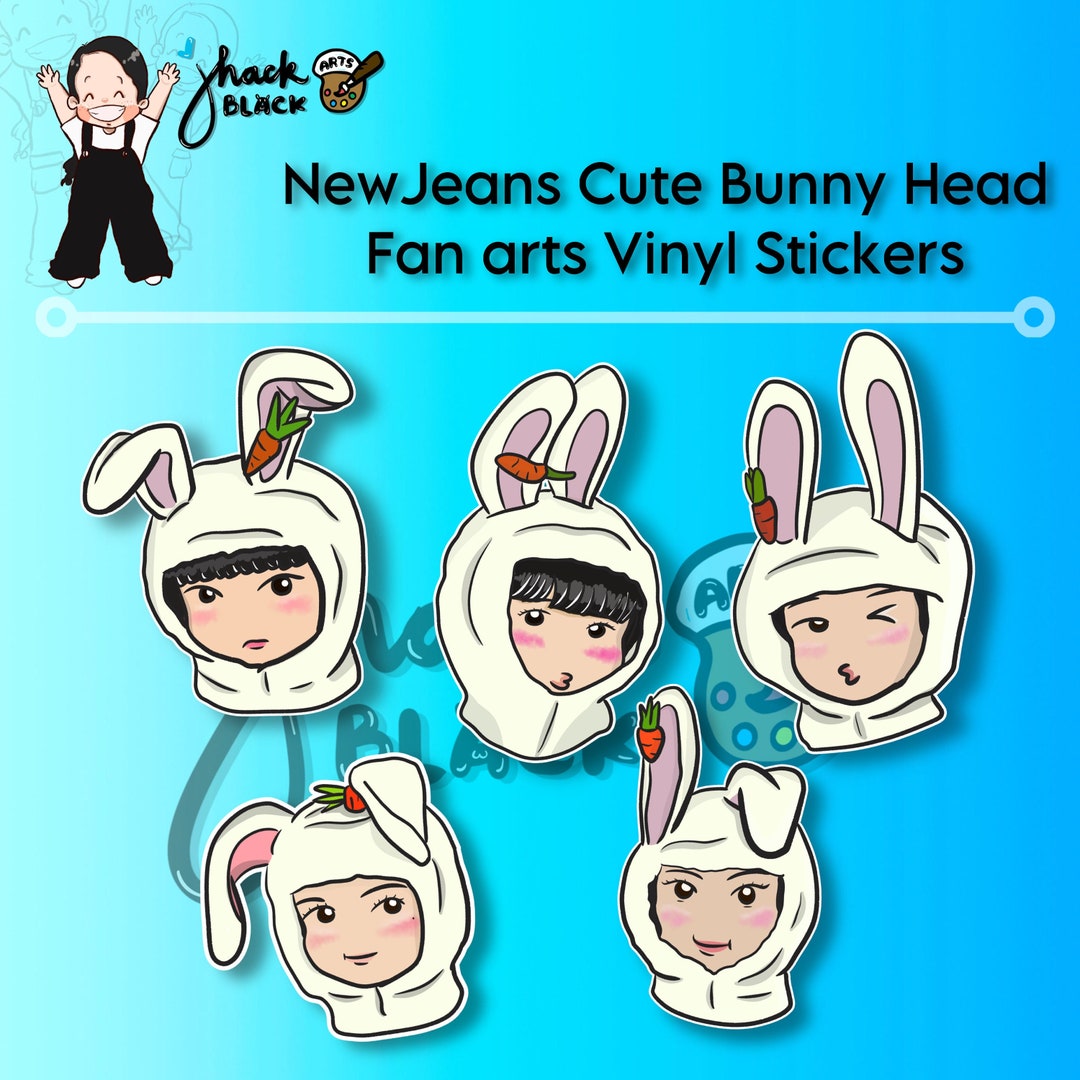 Newjeans Cute Bunny Head Fanart Vinyl Die Cut Sticker - Etsy