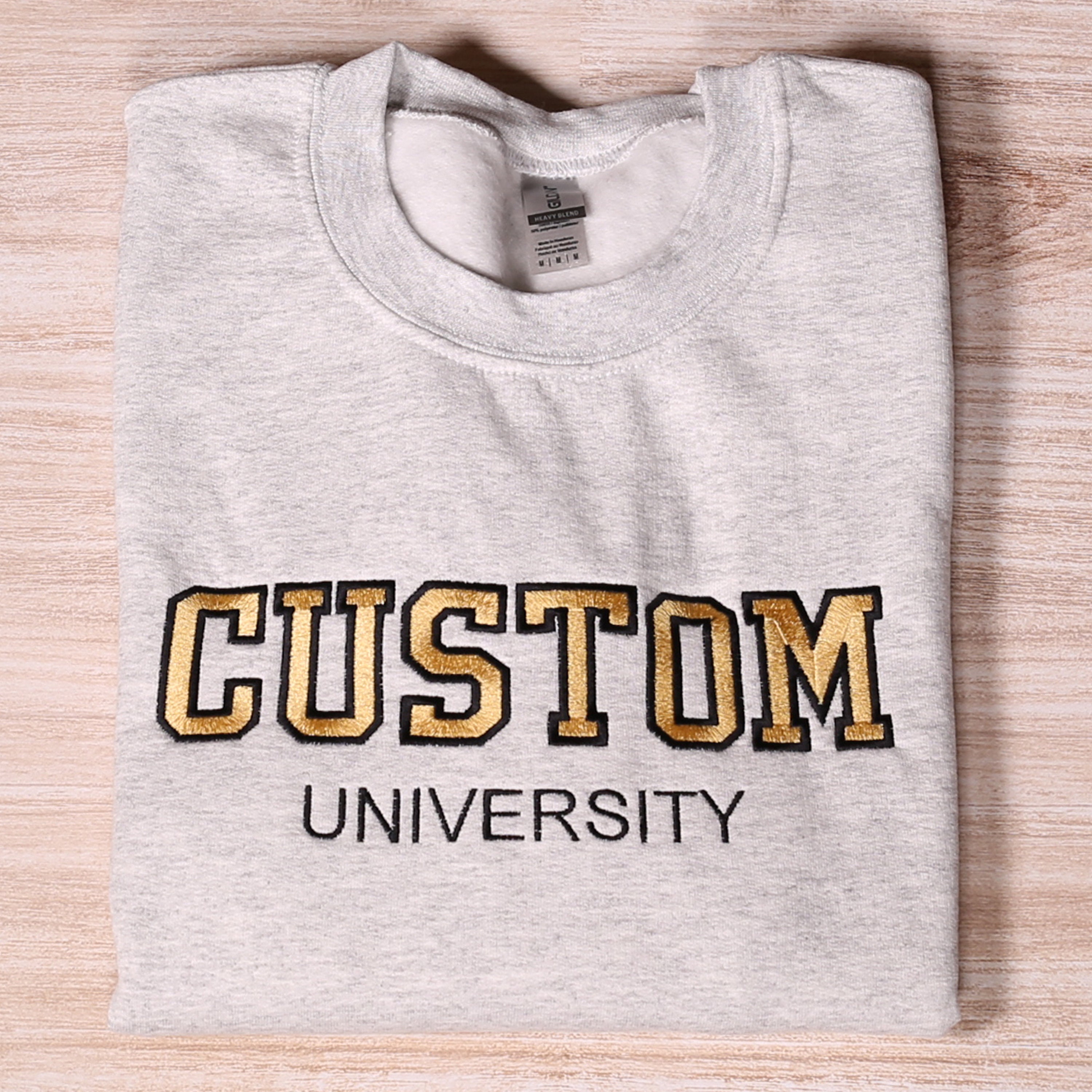 Custom Text Embroidered Sweatshirt, Personalized University Embroidery ...