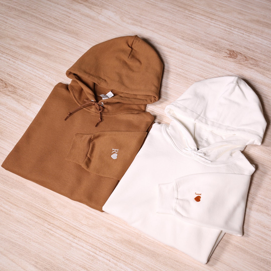 Personalized Embroidered Initial Heart Hoodie, Custom Matching Couples ...