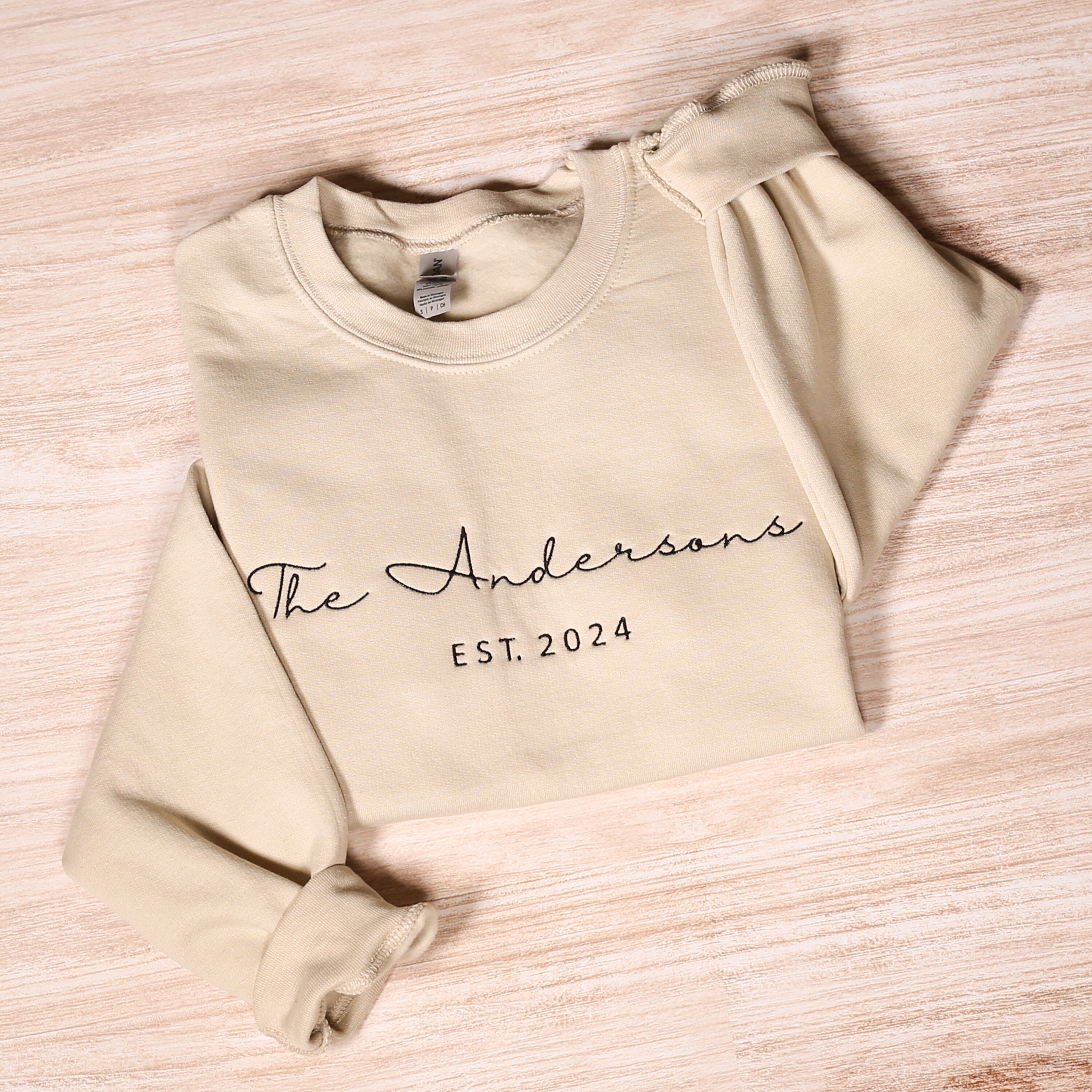 Personalized Last Name Embroidered Sweatshirt With Est Date, Custom ...