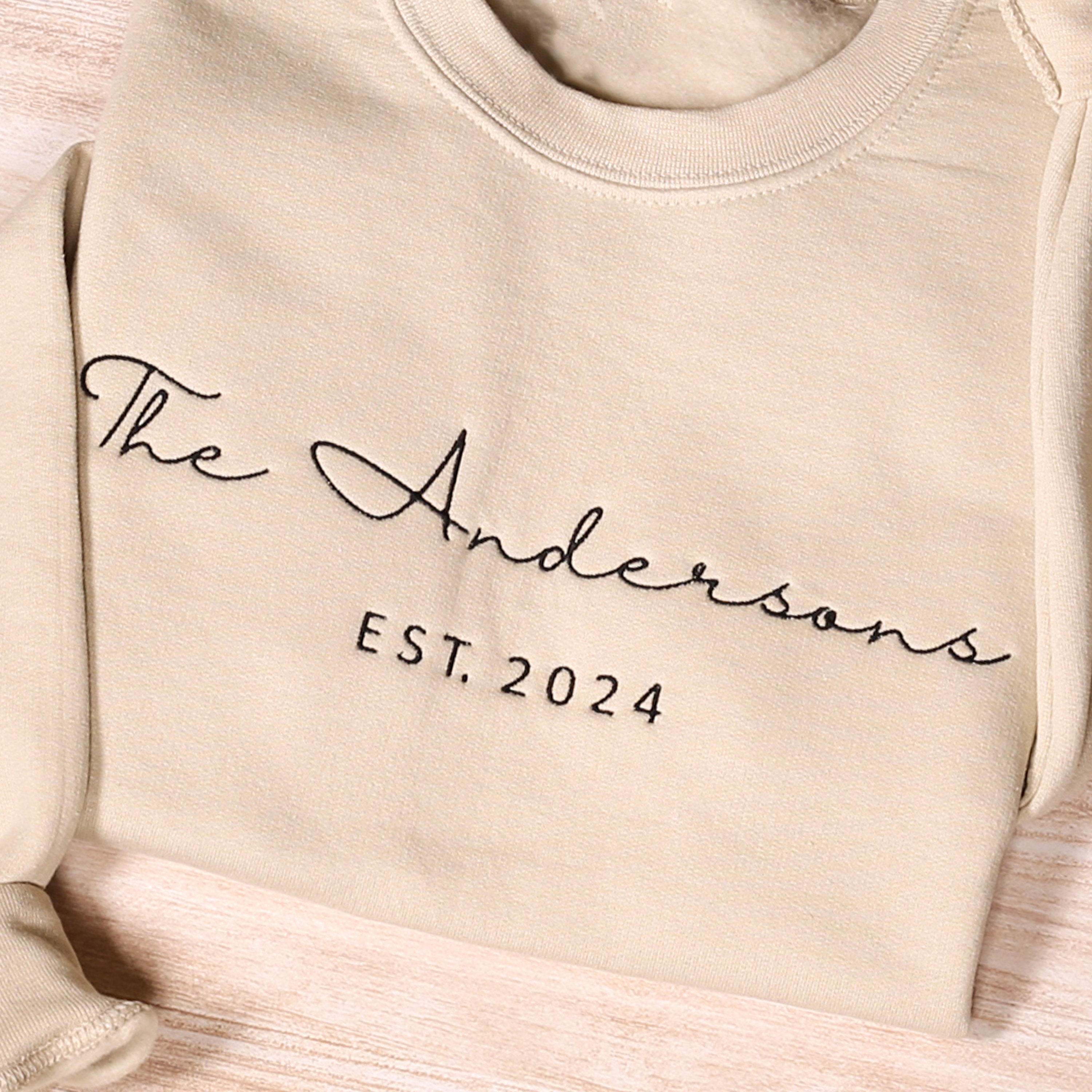 Personalized Last Name Embroidered Sweatshirt With Est Date, Custom ...