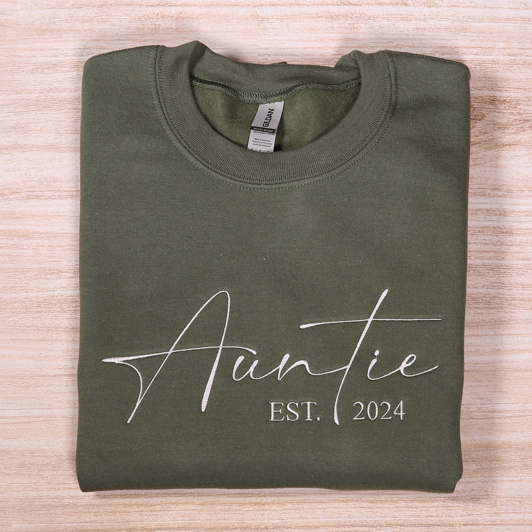 Custom Embroidered Auntie Sweatshirt, Personalized Embroidery Aunt ...