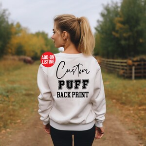 Custom Puff Back Print Add-on Listing - Etsy
