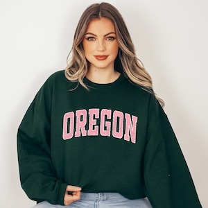 Oregon Sweatshirt, Oregon Pink Print Hoodie, Cute Oregon Sweater ...