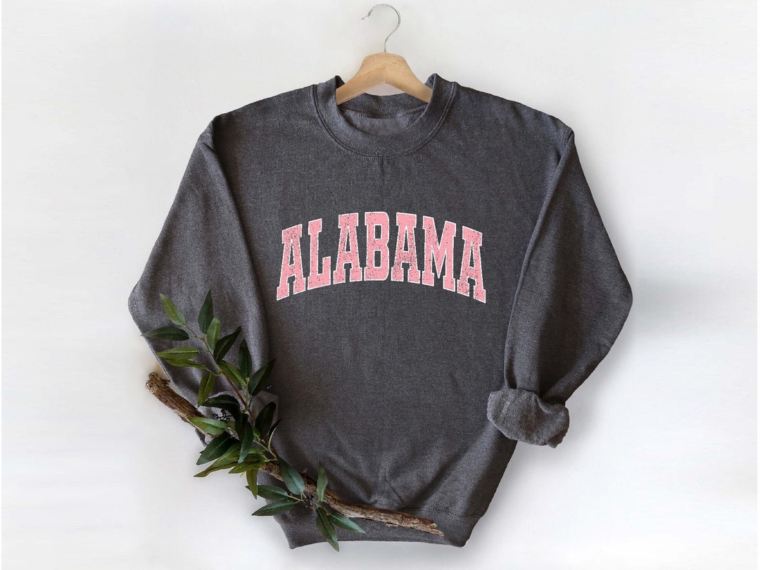 Alabama Sweatshirt, Alabama Pink Print Hoodie, Cute Alabama Fan Sweater ...