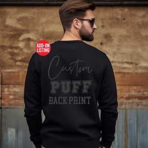 Custom Puff Back Print Add-on Listing - Etsy