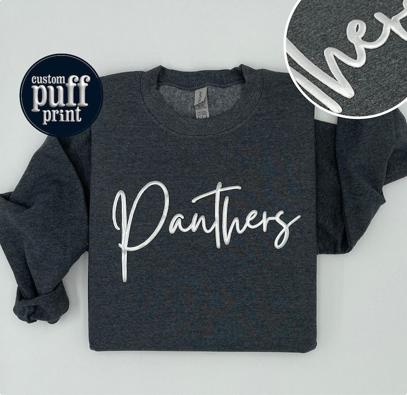 Custom Puff Sweatshirt, Custom Team Name Sweatshirt, Embossed Mascot ...